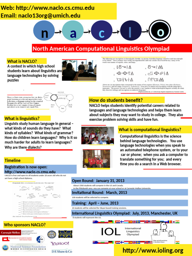 NACLO Poster For Schools Lettersize | PDF | Linguistics | Human ...