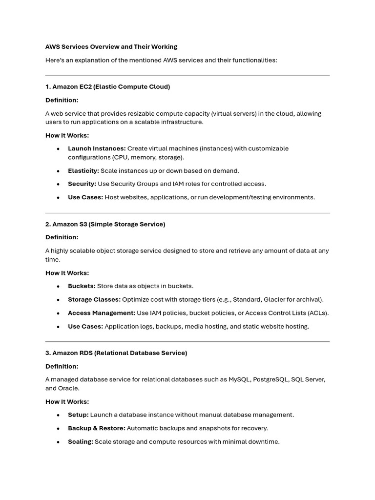 AWS Services and Networking Overview | PDF | Backup | Internet