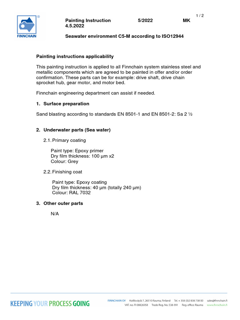 Painting Instruction For C5-M - Finnchain Oy | PDF | Paint | Corrosion