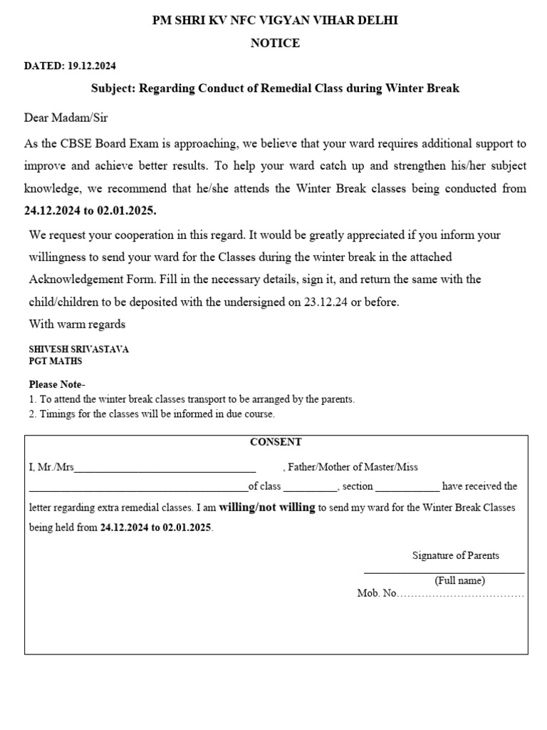 Noc for Winter Break | PDF