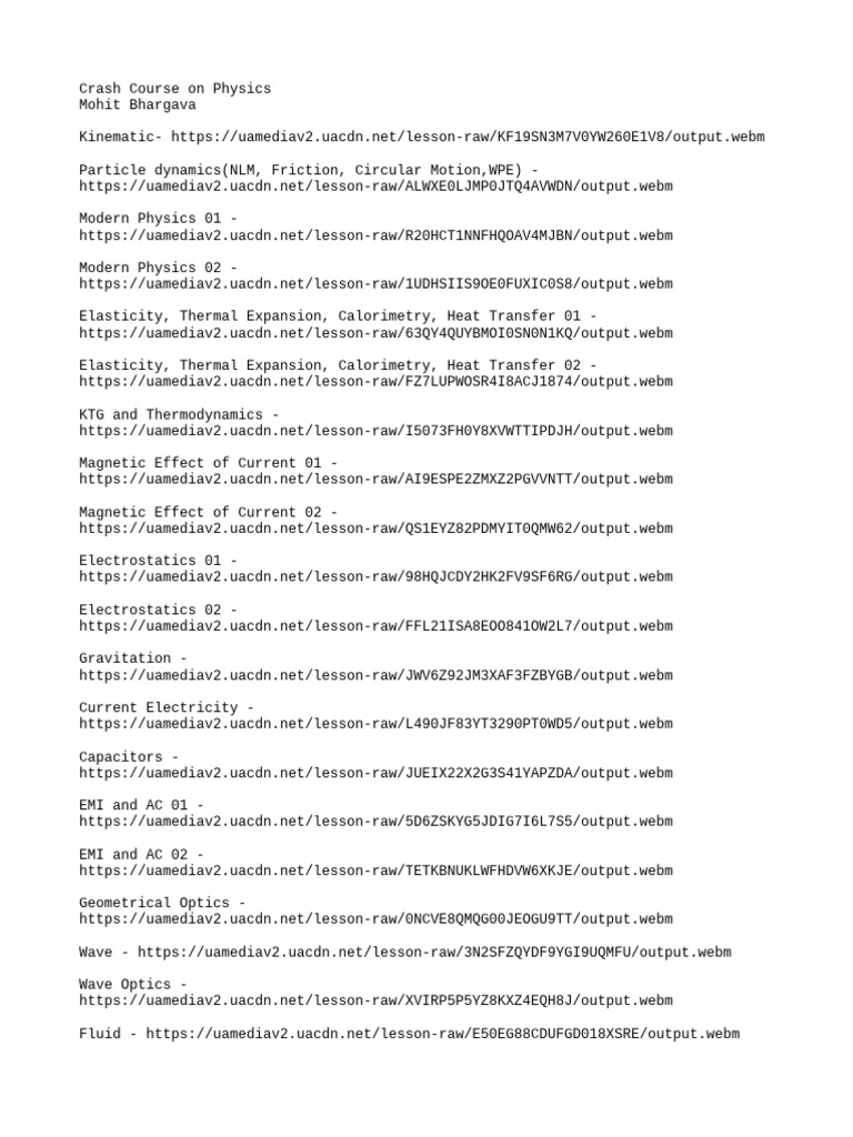 Mohit Bhargava's Physics Crash Course | PDF