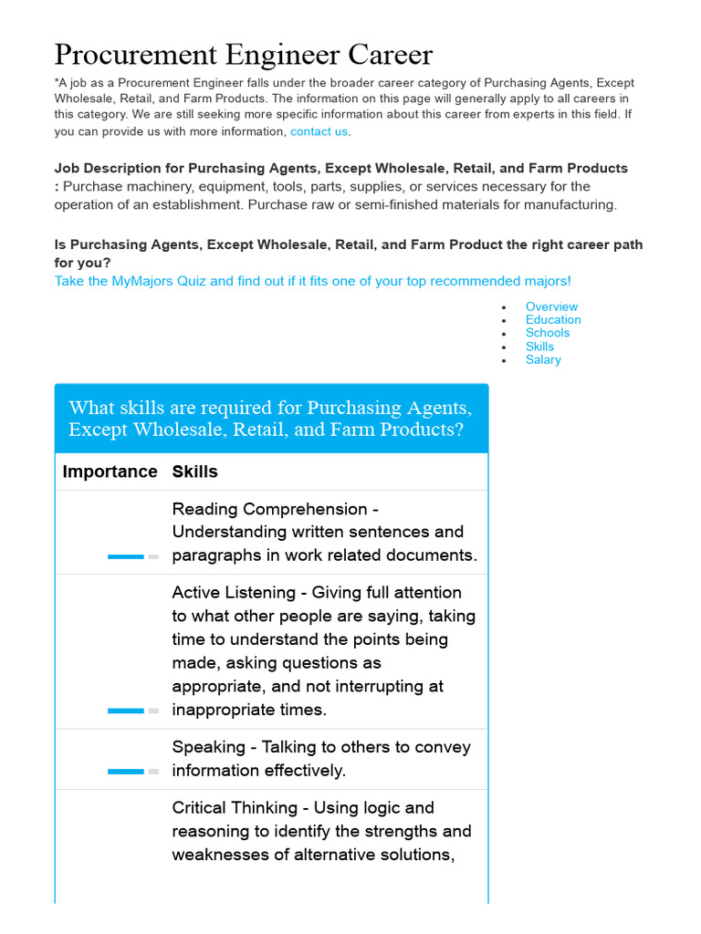 Procurement EngineerSkills and Knowledge | PDF | Procurement | Knowledge