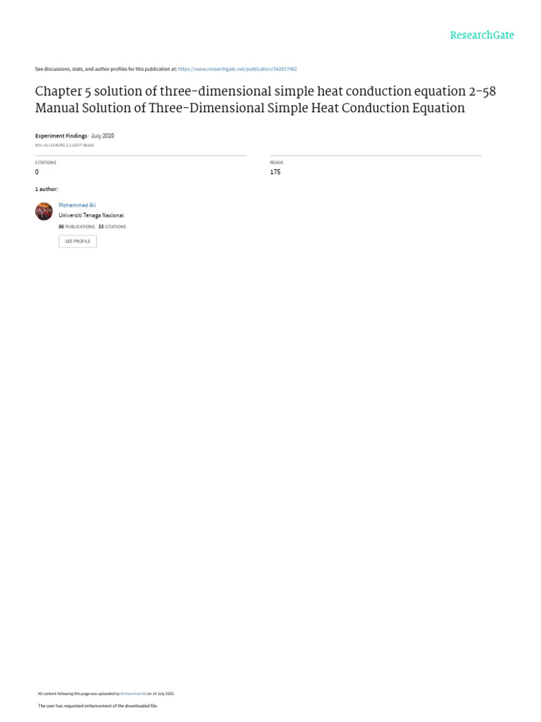 Chapter 5 Solution of Three-Dimensional Simple Heat Conduction Equation ...