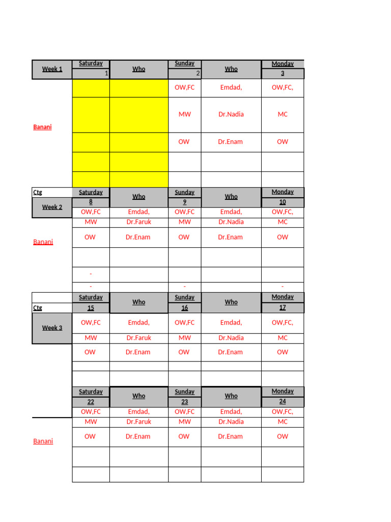 Banani Office Monthly Work Plan February - 2020 | PDF