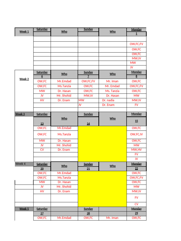 Banani Office Monthly Work Plan April – 2019 | PDF