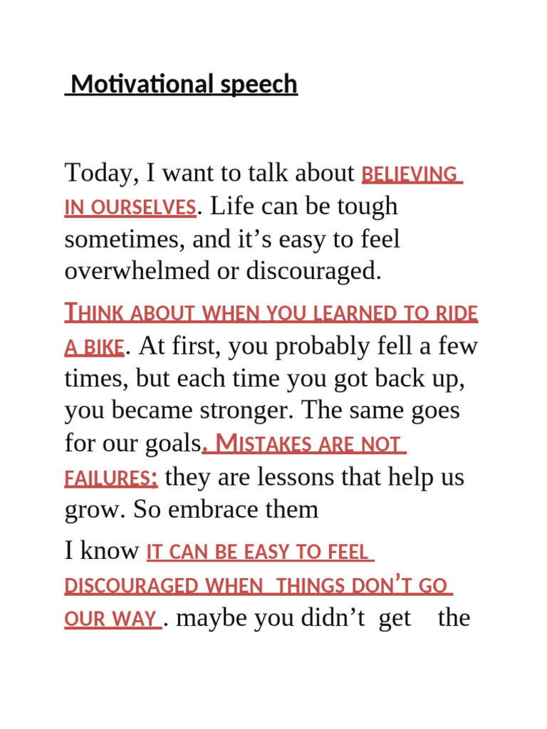 Motivational speech | PDF