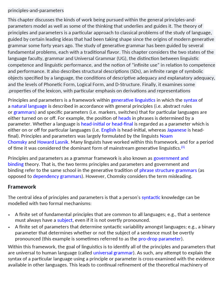principles | PDF | Syntax | Linguistics