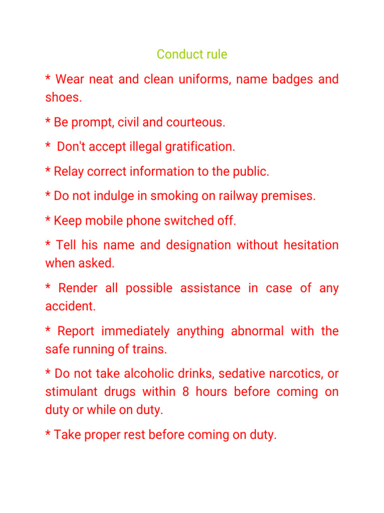 Conduct Rule-wps Office | PDF