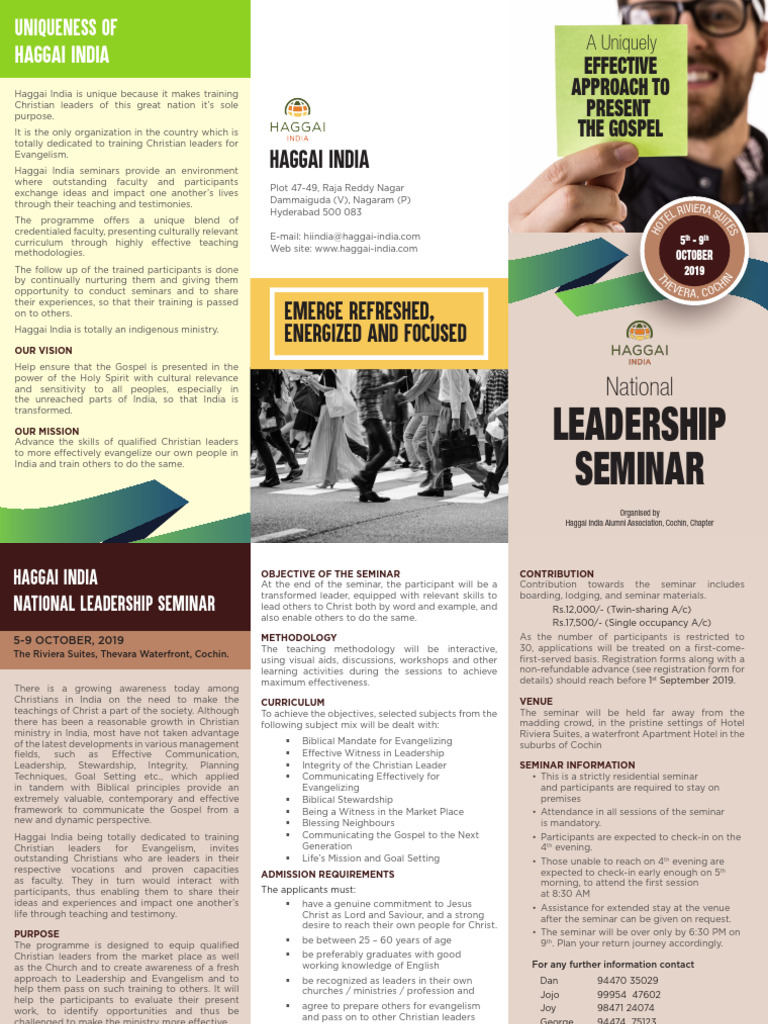 Haggai India Leadership Seminar 2019 | PDF | Jesus | Leadership
