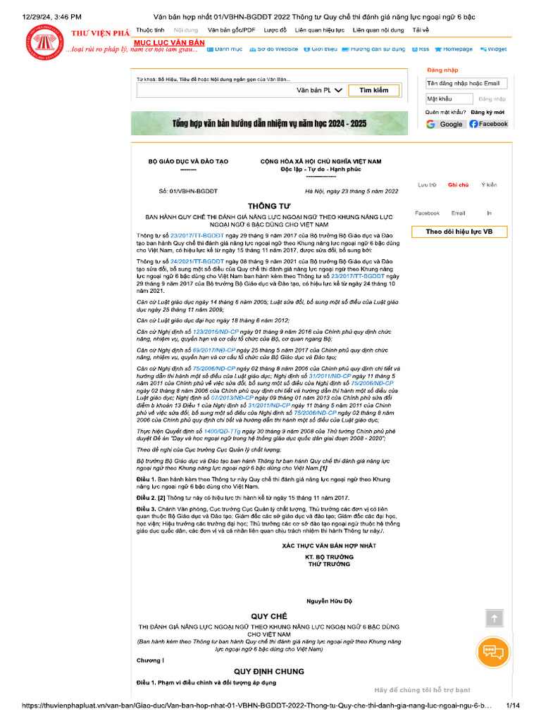 Thông Tư - Cách Làm Tròn Điểm VSTEP | PDF