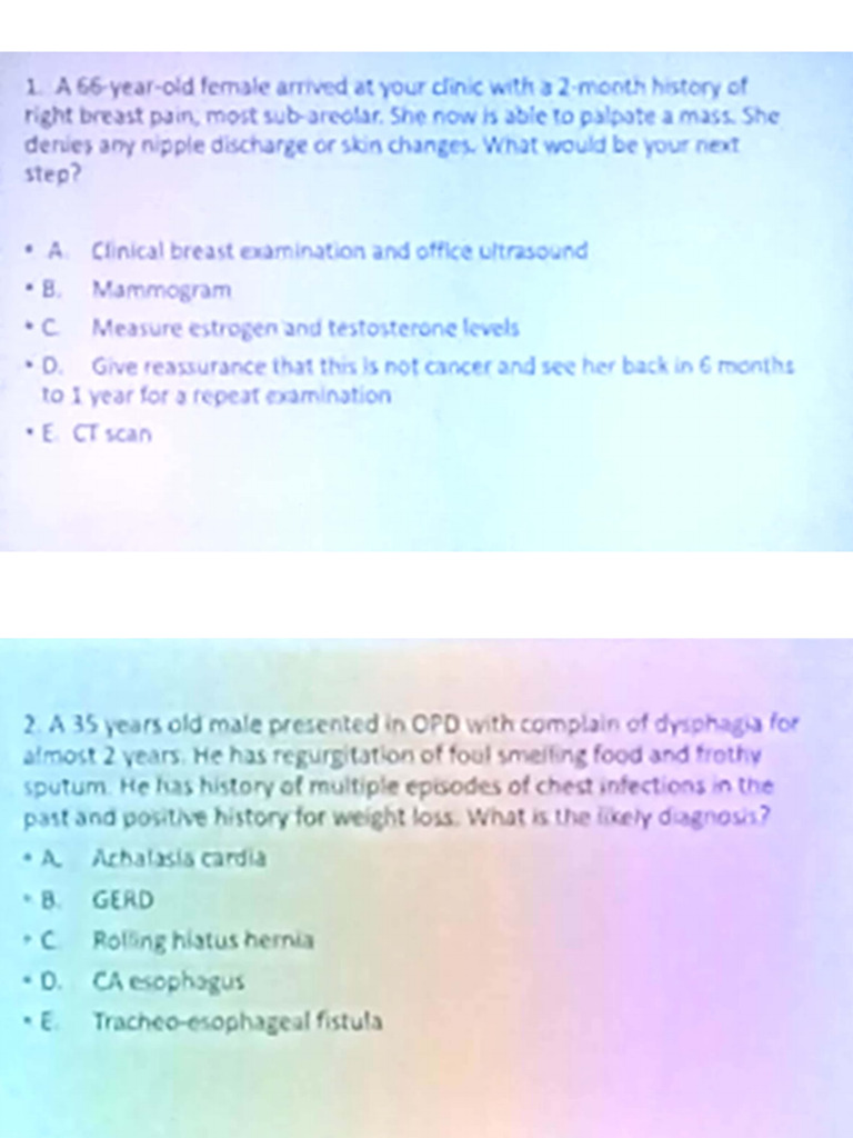 Mid Term Examination - Surgery | PDF