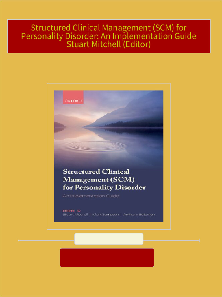 Structured Clinical Management (SCM) For Personality Disorder: An ...