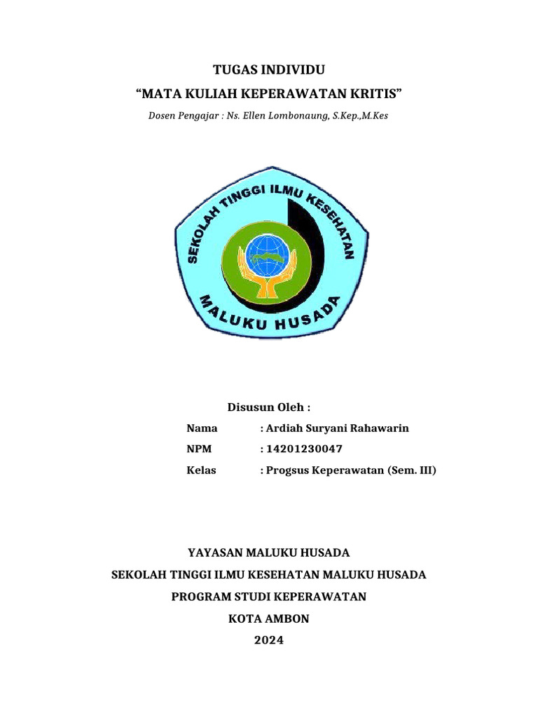 TUGAS INDIVIDU KEP.KRITIS RINGKASAN IBU ELLEN | PDF