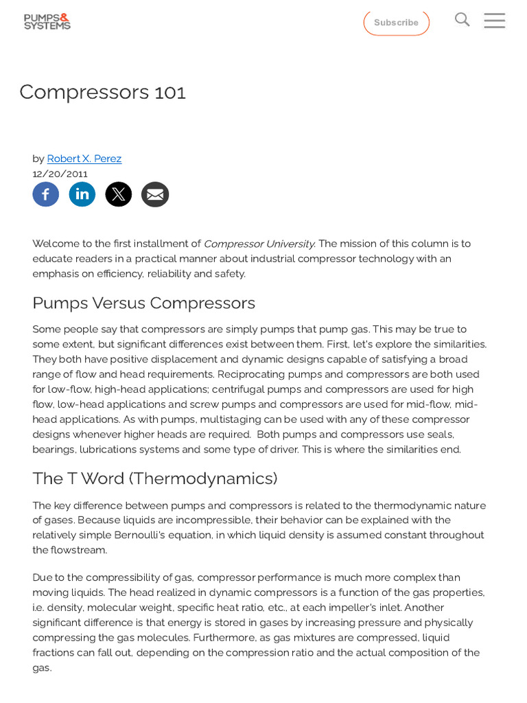 Compressors 101 - Pumps & Systems | PDF