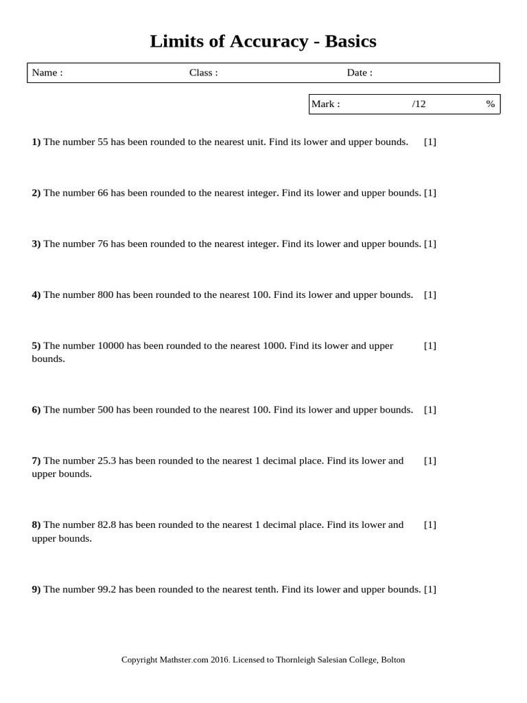Limits of Accuracy - Basics - 3 | PDF