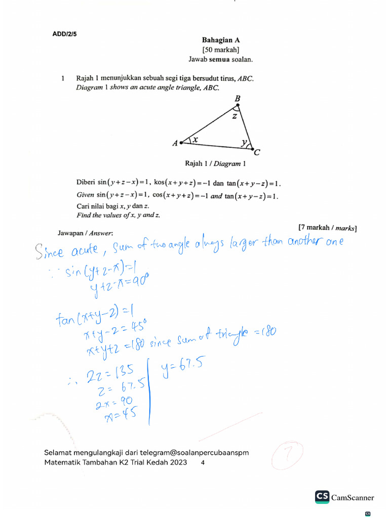 Matematik Tambahan K2 Kedah 2023 | PDF