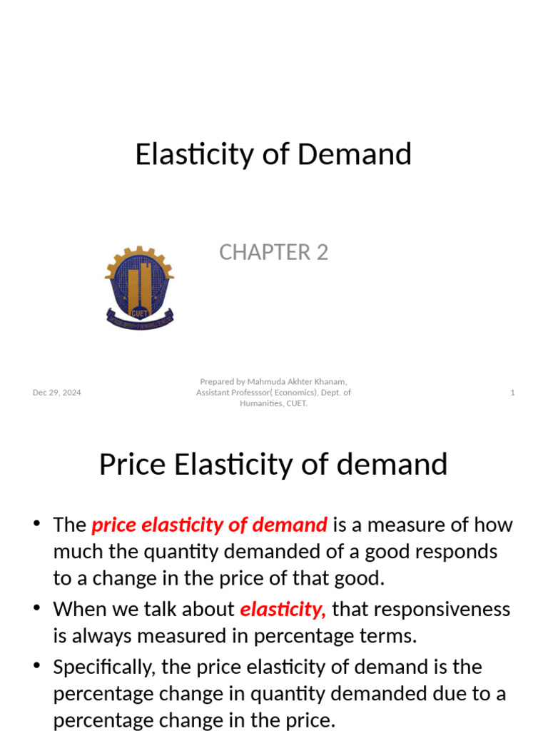Chapter 3 Elasticity (1) | PDF | Elasticity (Economics) | Demand