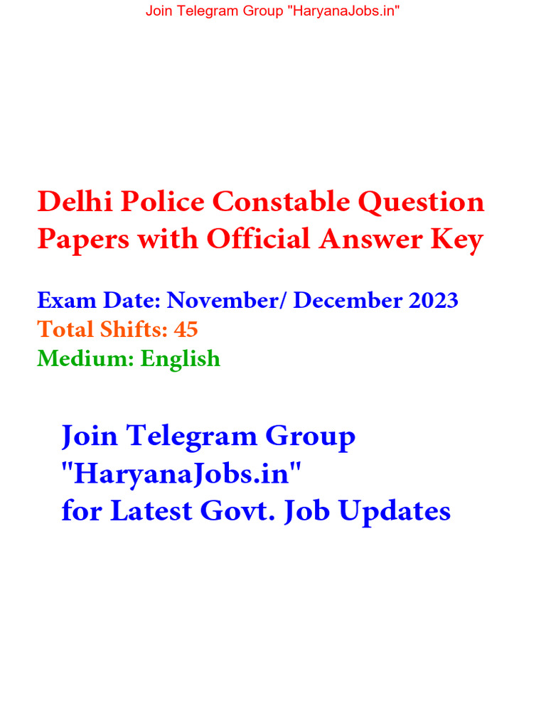 Delhi Police Constable Exam 2023 Paper | PDF | Pardon