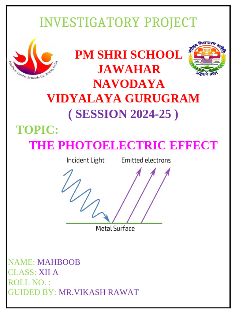 The Photoelectric Effect Physics Class XII by NIFRAS AHAMED M | PDF ...