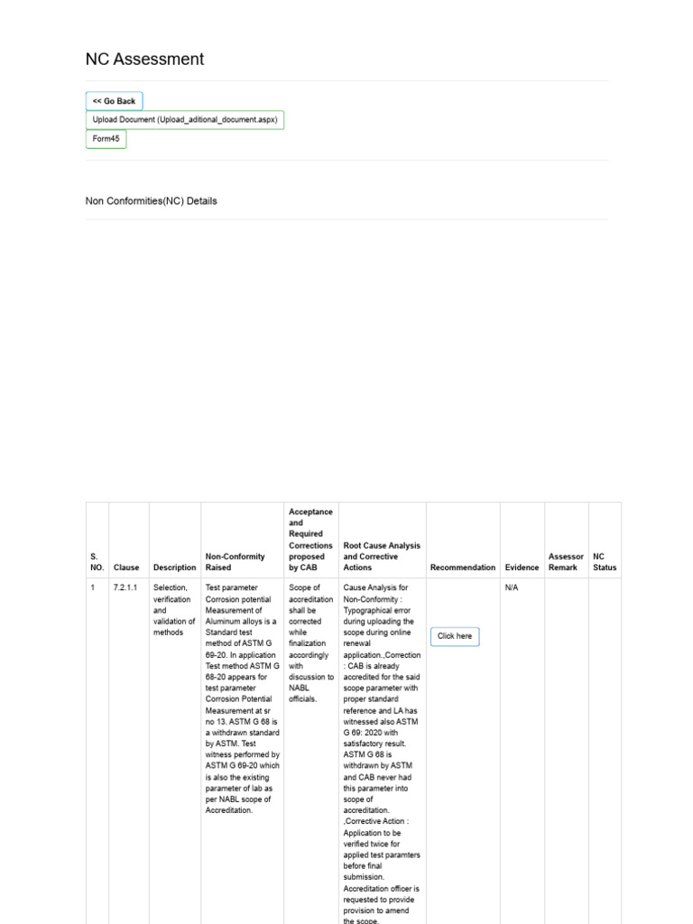 NC Assessment - NABL | PDF