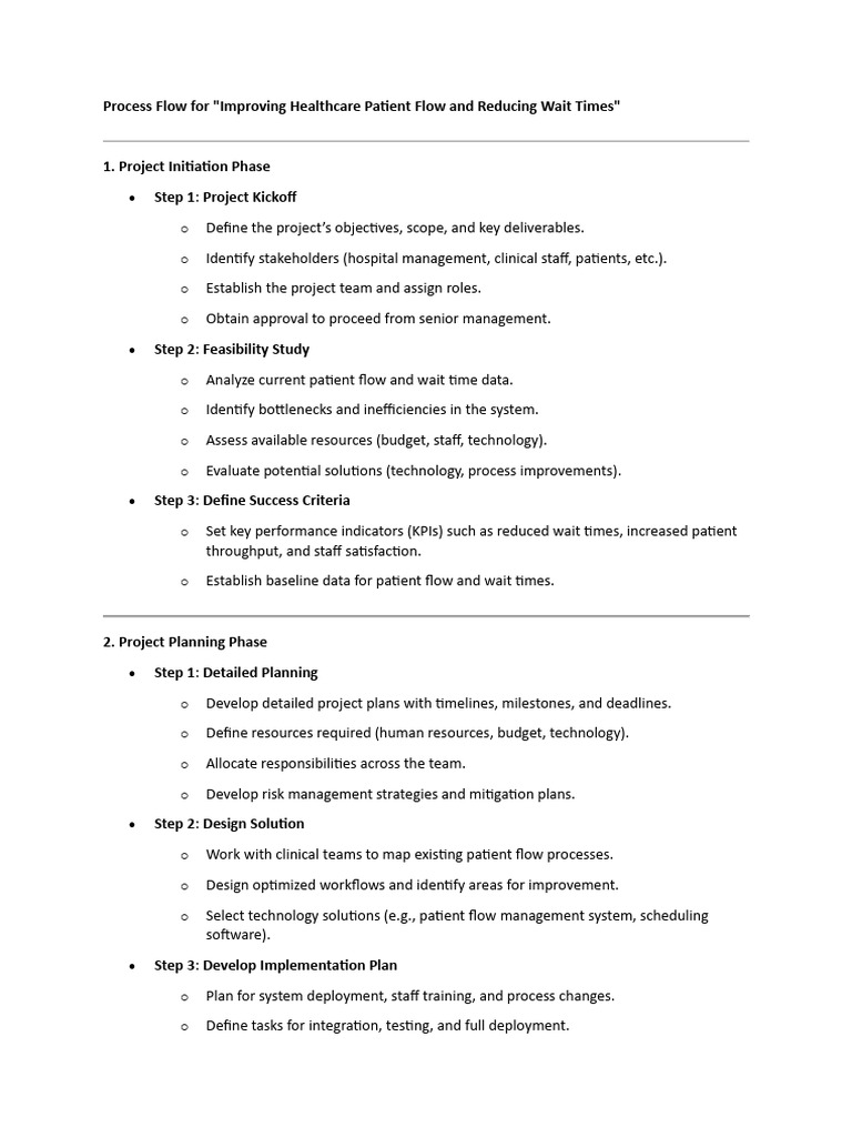 Improving Healthcare Patient Flow and Reducing Wait Times Process Flow ...