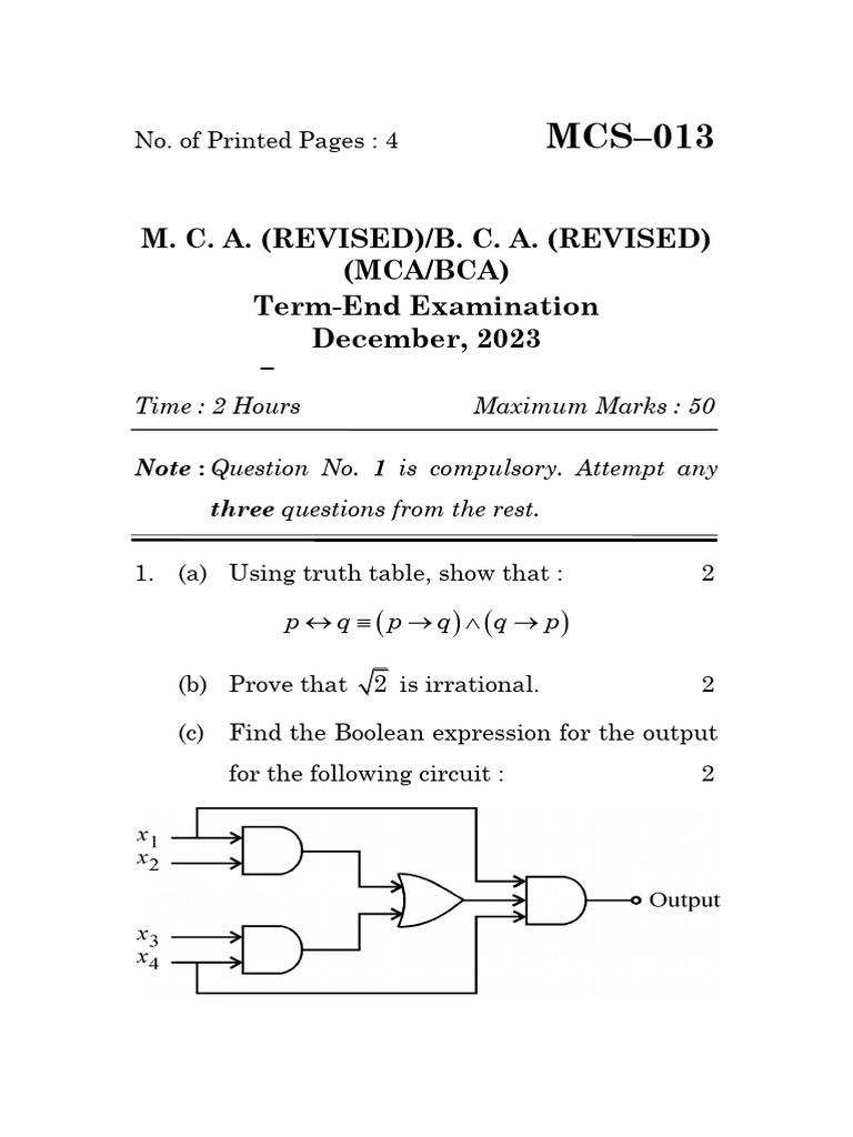 MCS-013__merged | PDF | Boolean Algebra | Teaching Mathematics