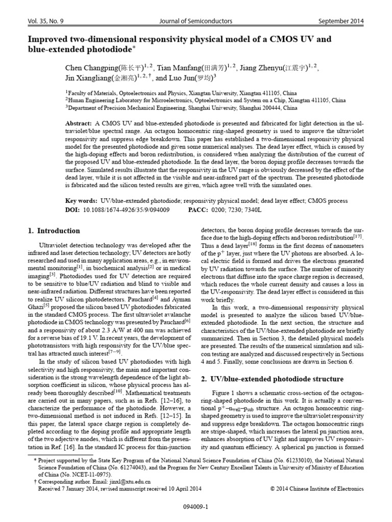 Improved Two-Dimensional Responsivity Physical Model of A CMOS UV and ...