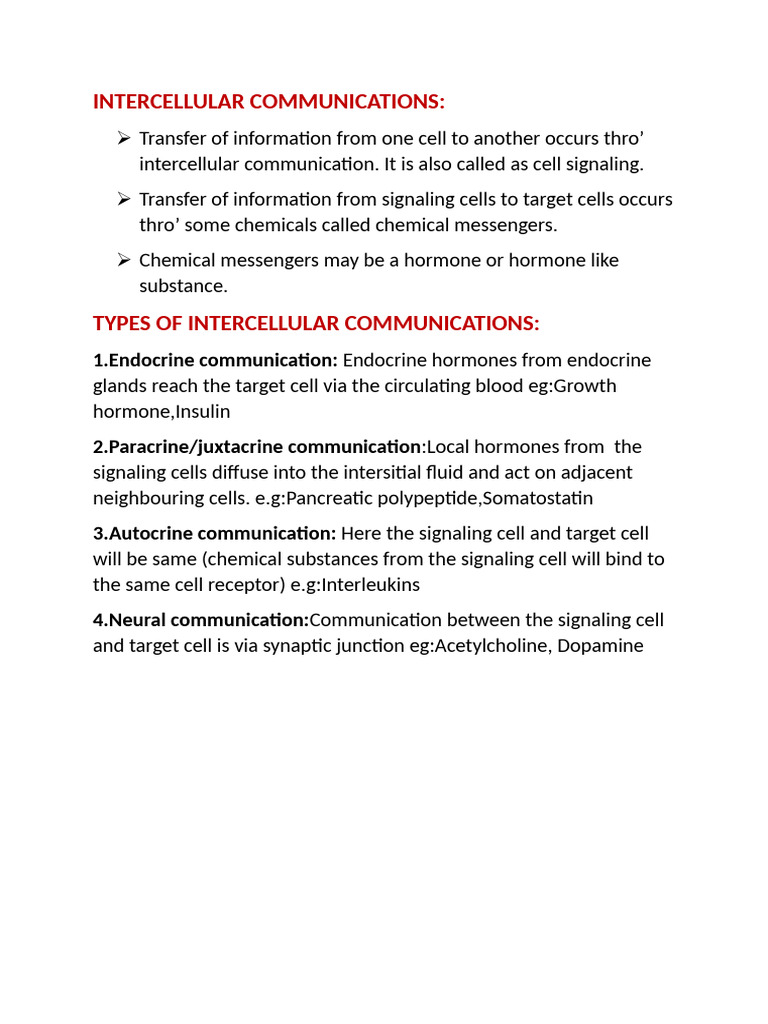 Intercellular Communication Mechanisms | PDF | Cell Signaling | Hormone