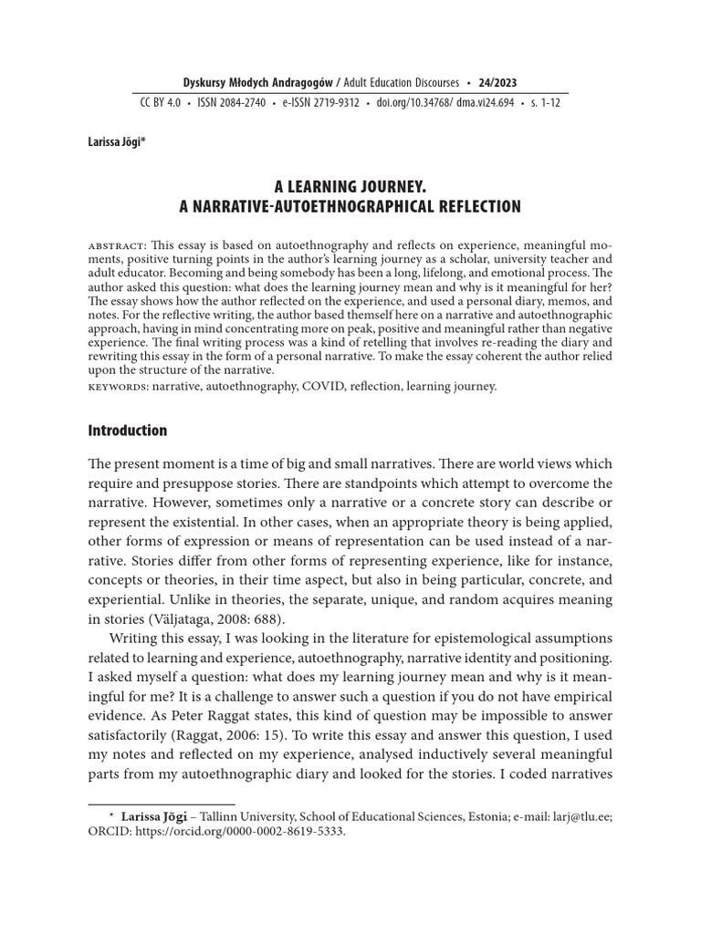 A Learning Journey | PDF | Experience | Narrative