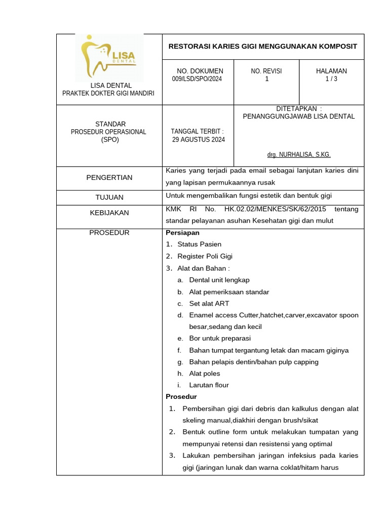 009 Restorasi Karies Gigi Menggunakan Komposit | PDF