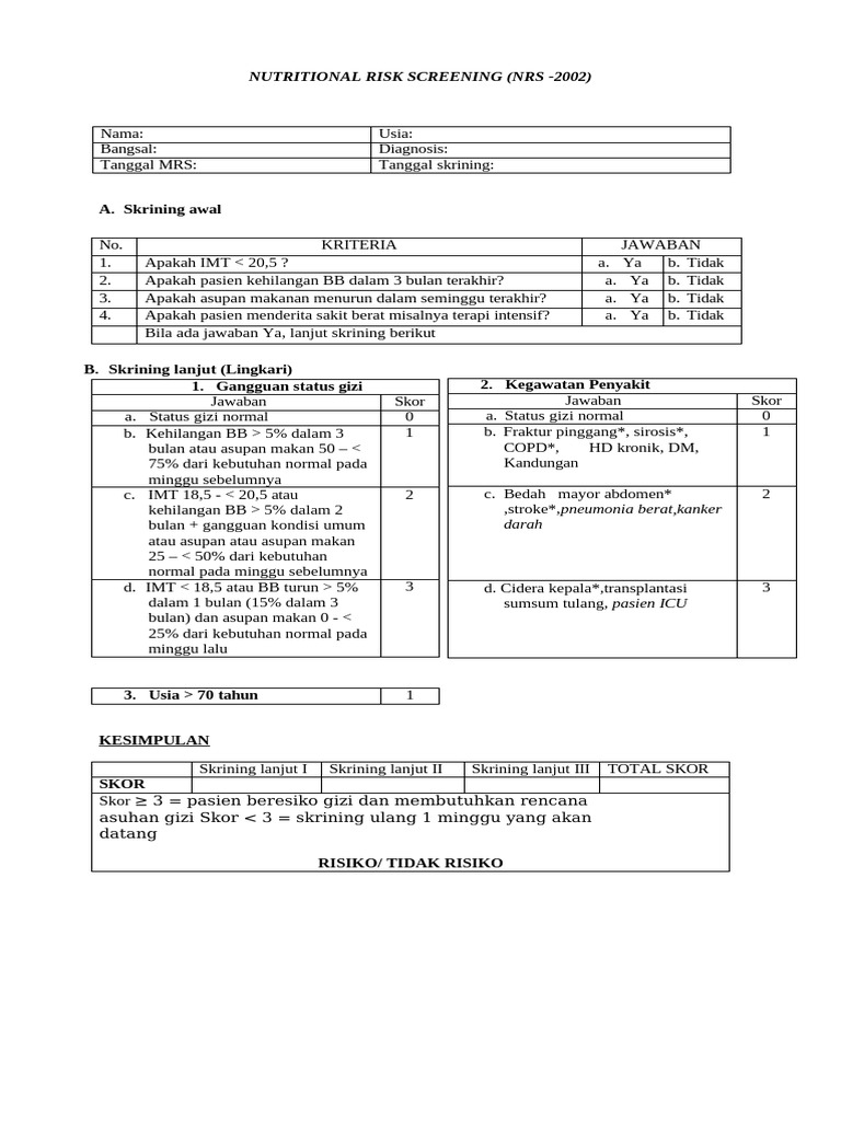 Skrining Nrs 2002 | PDF