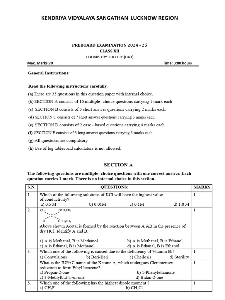 Xii Chemistry QP | PDF | Redox | Silver