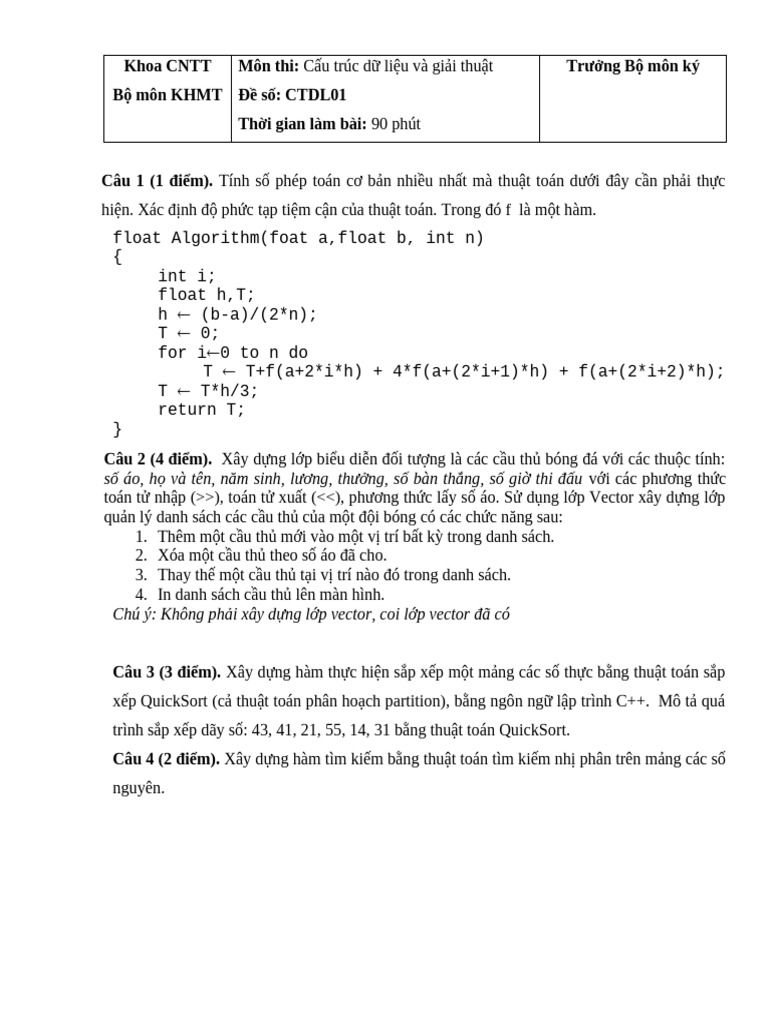 De Thi CTDLGT Huong Doi Tuong K54 CSII | PDF