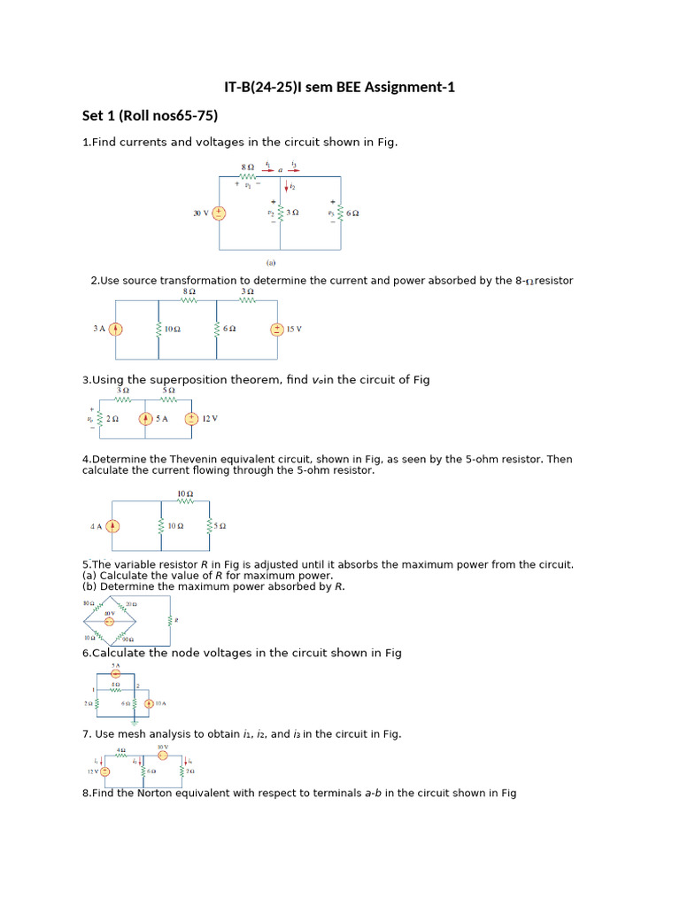 BEE ASSIGNMENT 1 - IT-B-latest | PDF | Electrical Network | Series And ...