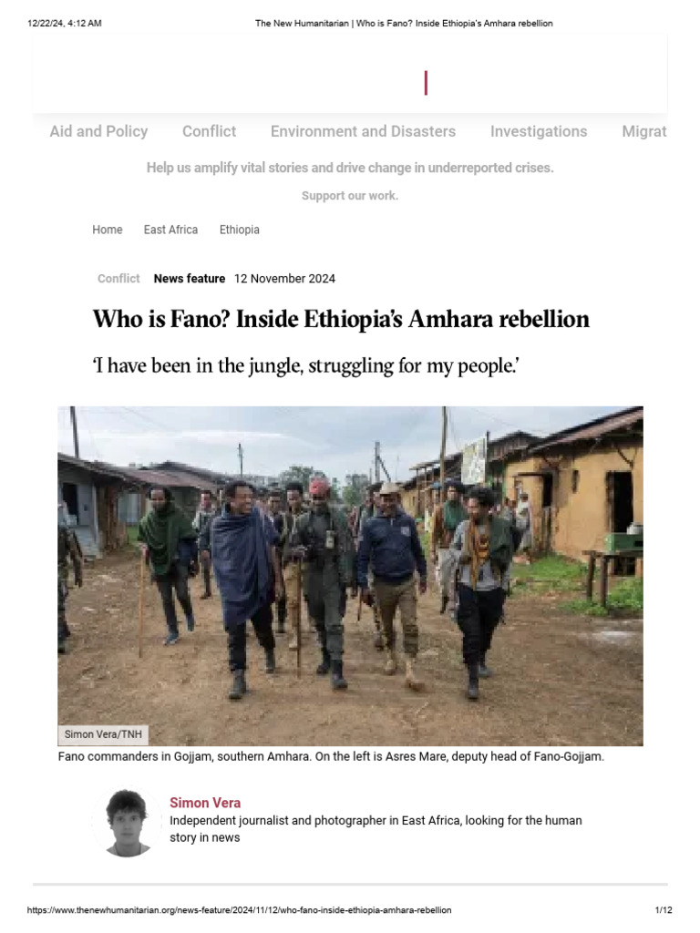 The New Humanitarian: Who Is Fano Inside Ethiopia's Amhara Rebellion | PDF | Conflicts