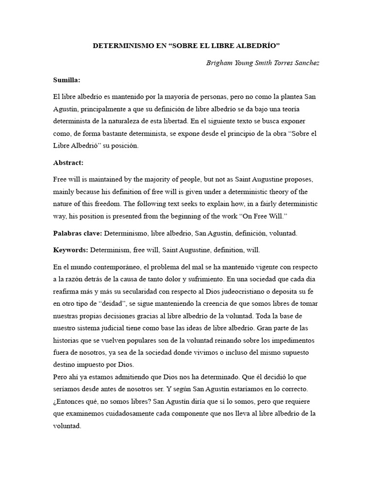 Determinismo en | PDF | Agustín De Hipopótamo | Martin Heidegger