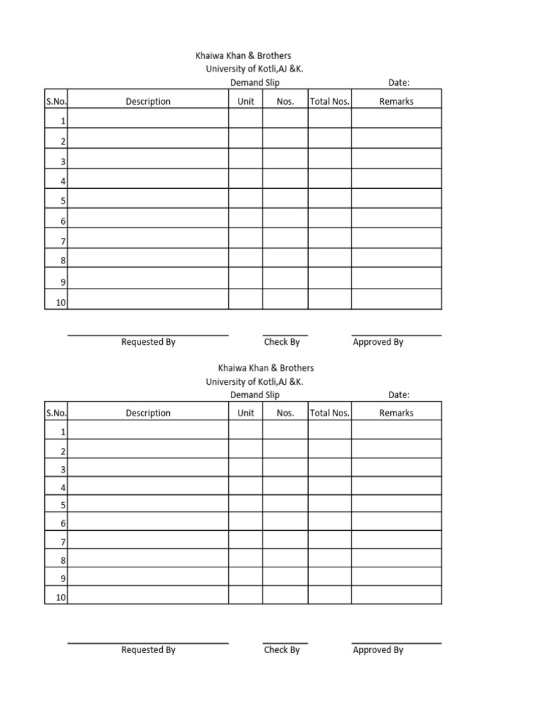 Demand Slip Format Overview | PDF