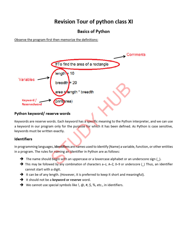 Class 12th_StudyMaterial 2023-24 | PDF | Control Flow | Reserved Word