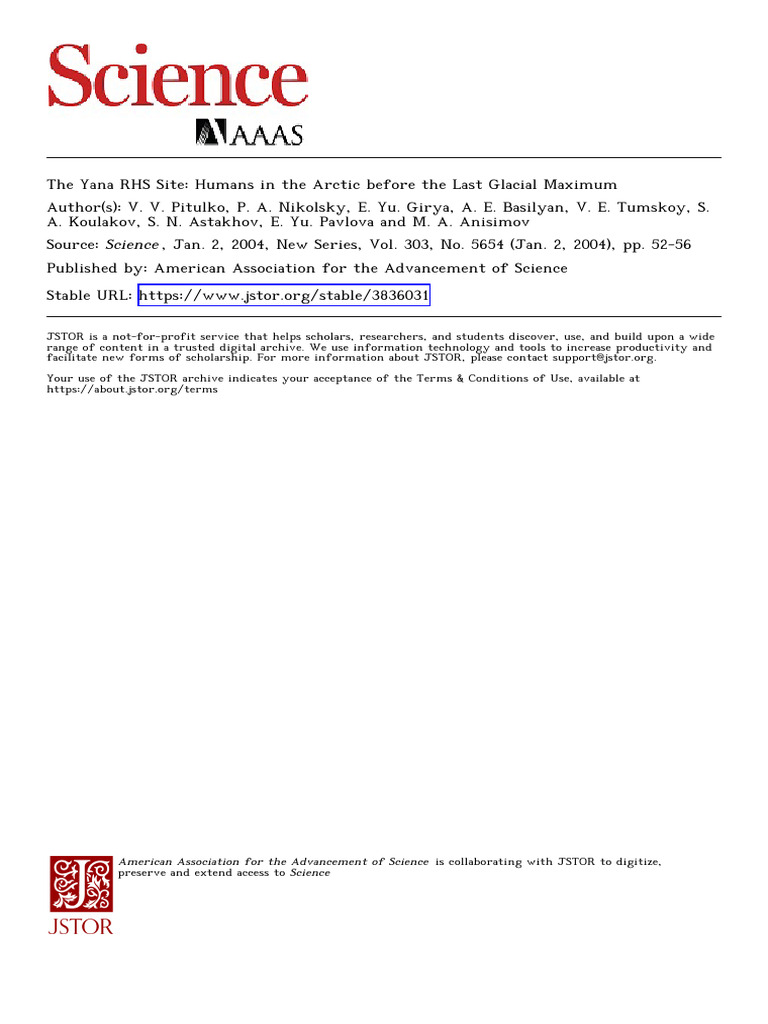 Humans in The Arctic Before The Last Glacial Maximum | PDF