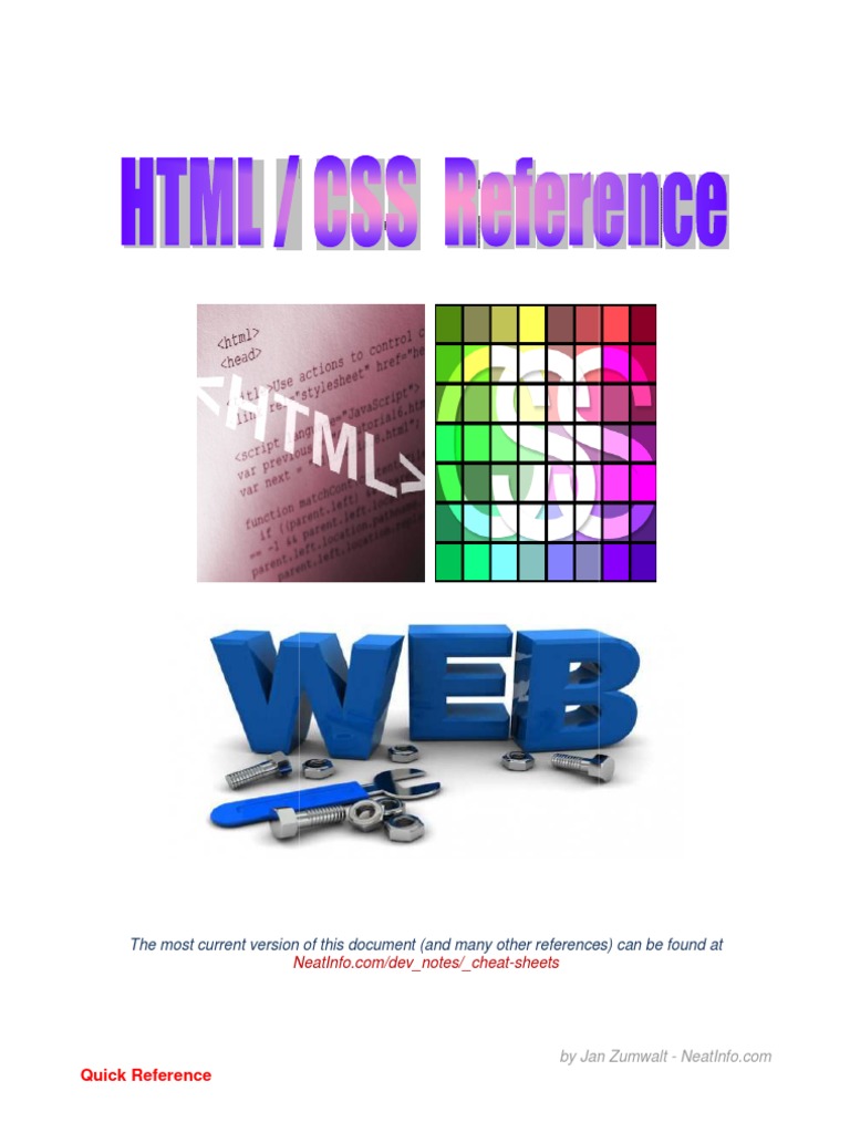 HTML-CSS Reference - Jan Zumwalt | PDF | Html Element | Html