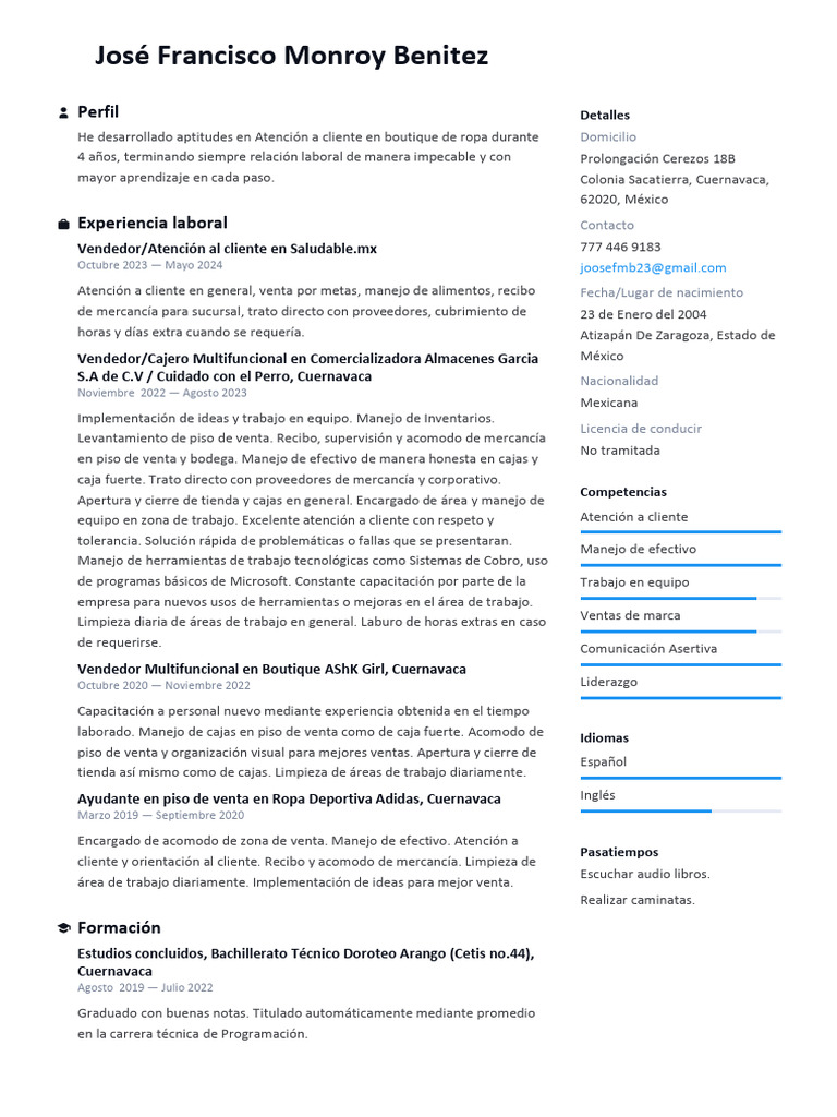 CV profesional Frank | PDF