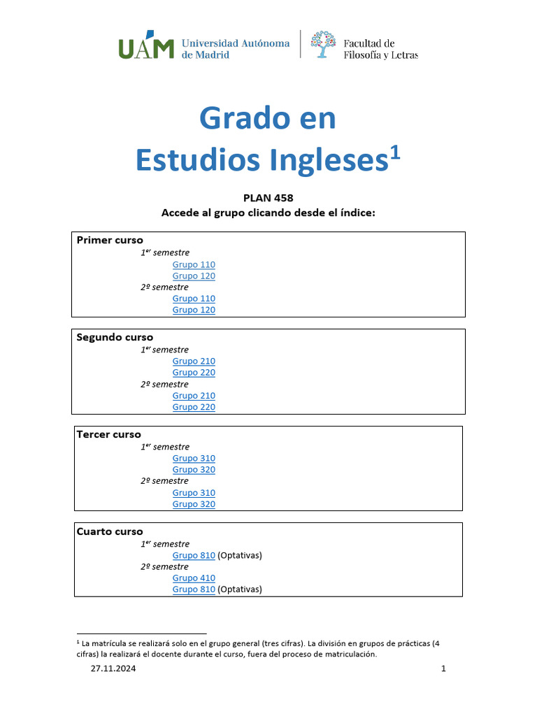 Grado en Estudios Ingleses 2024-2025 | PDF | Asimilacion cultural ...