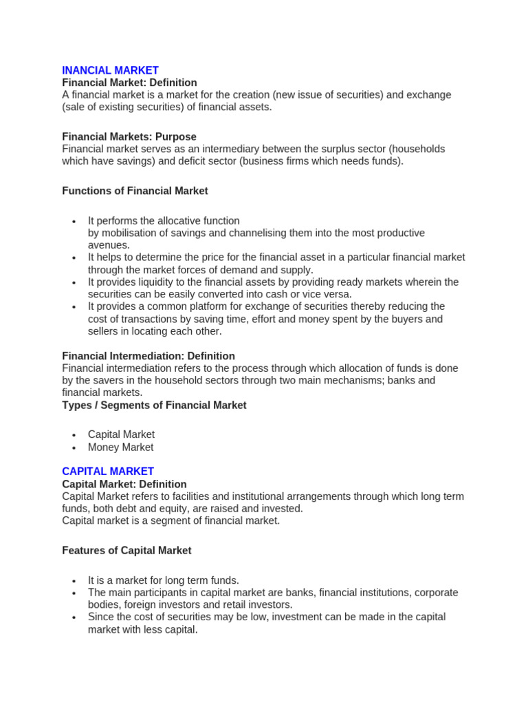 Financial Market-Cbse Notes and Caselets | PDF | Securities (Finance ...