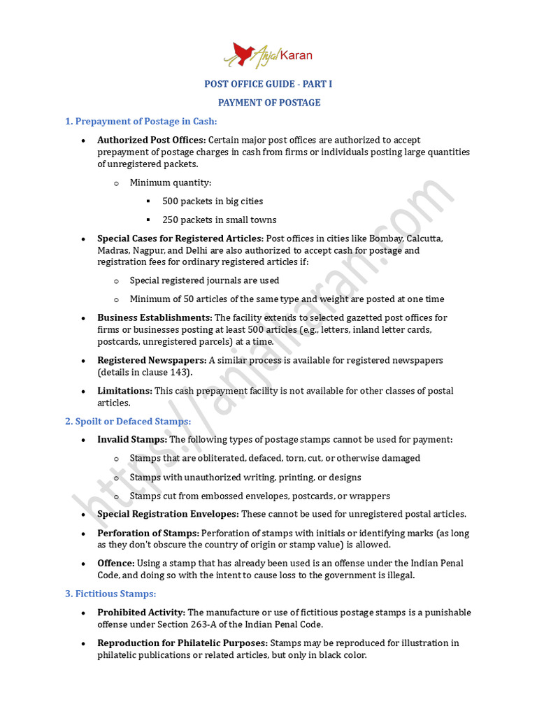 General Rules as to Posting - Study Note | PDF | Postage Stamp | Mail
