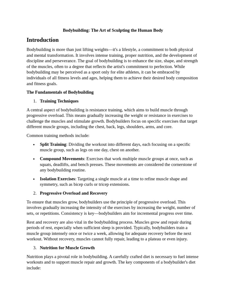 Bodybuilding: A Comprehensive Guide | PDF | Strength Training ...