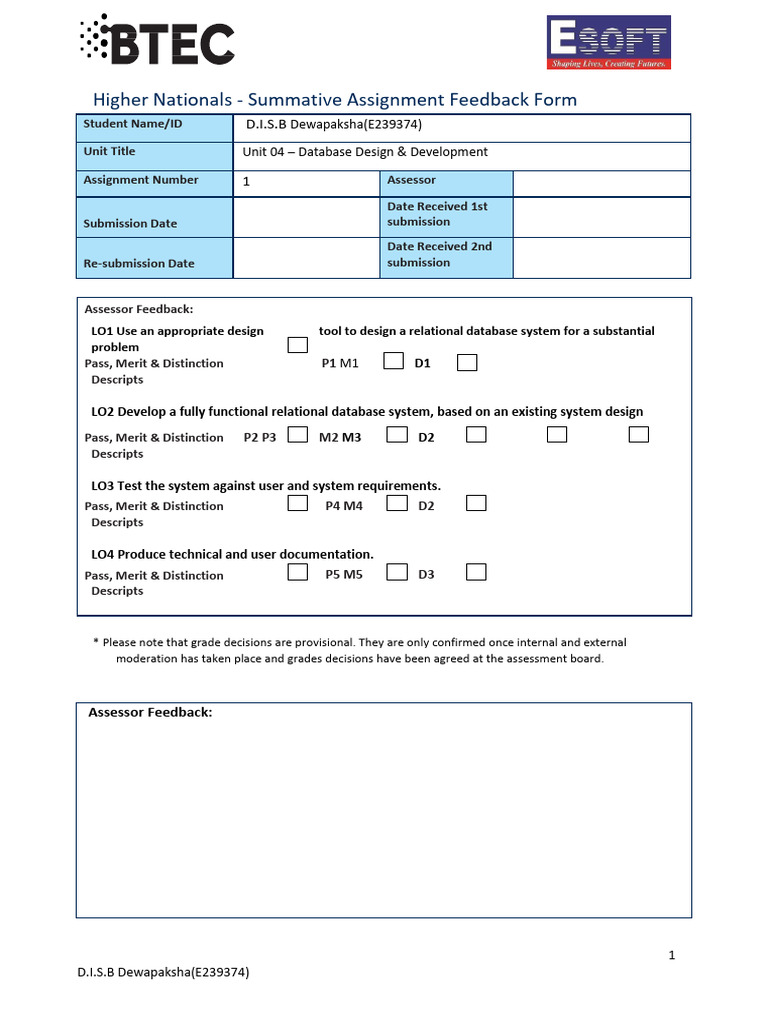 Database Design Assignment 1 Seemester Esofta Metro Campus | PDF | Databases | Relational Model