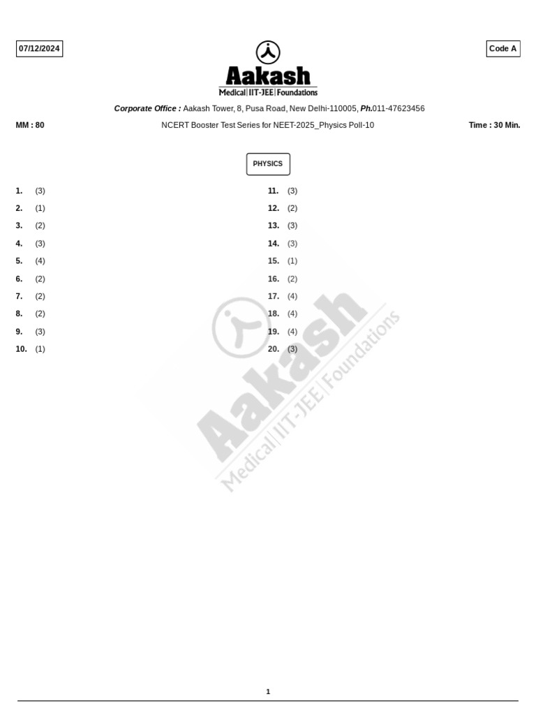 NBP - Poll 10 Physics - Sol - 07 12 2024 | PDF
