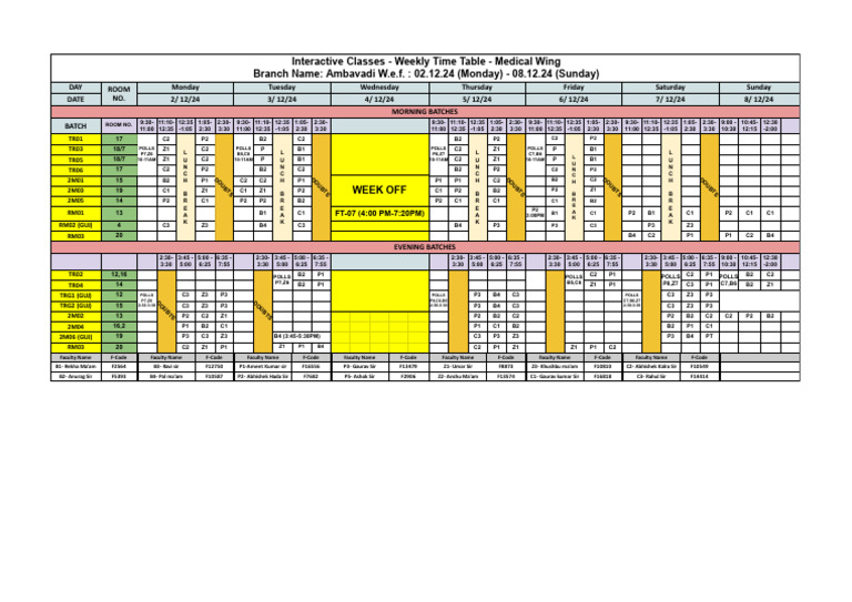 Time Table 2dec-8dec | PDF