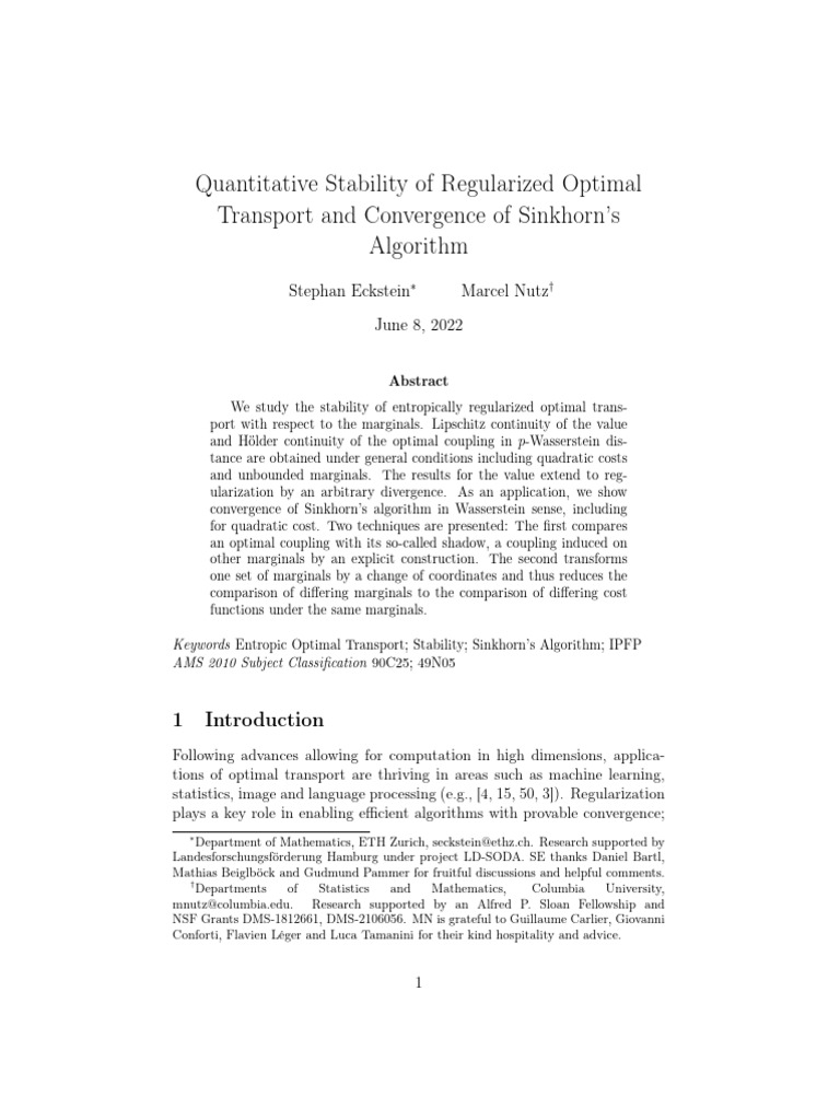 Quantitative Stability of Regularized Optimal Transport | PDF | Continuous Function | Measure ...