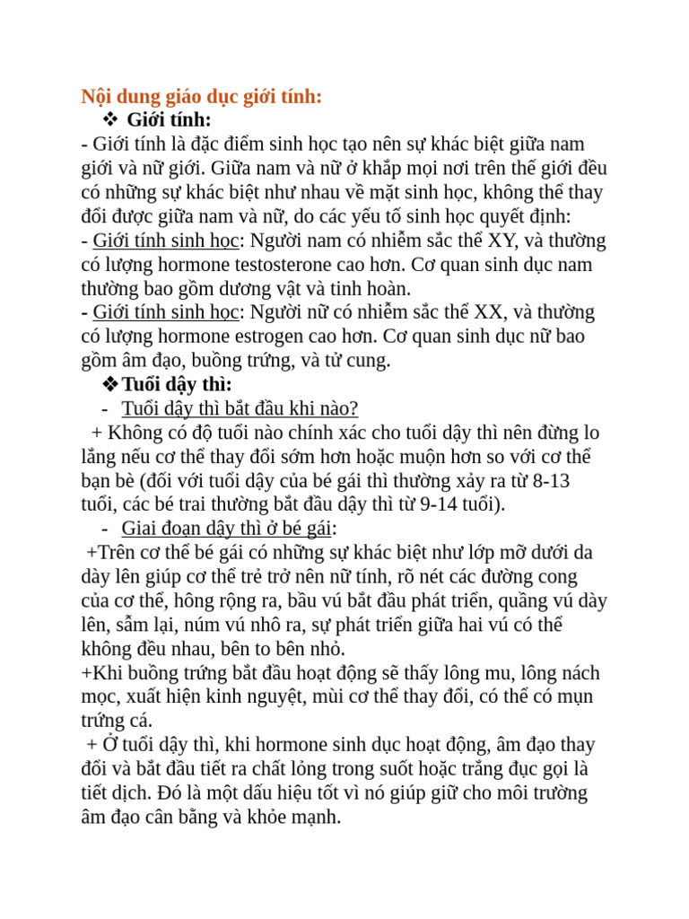 Nội dung giáo dục giới tính - Đặng Thư+Trúc Trâm | PDF